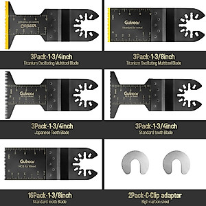 28PCS Universal Oscillating Tool Oscillating Saw Blades, Include 6PCS Titanium Oscillating Multitool Blades for Metal and Hard Material, Quick Release Multi Tool Blades Fits Most Models The Market
