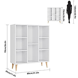 ITUSUT Floor Display Cabinet, Open Shelf Bookcase with Legs, 8 Cube Storage Organizer, Home Office Furniture Bookcase, Side Cabinet for Small Space, Bedroom, Living Room, Office