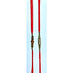 IndiaBigShop Rudraksh Design Rakhi with Stone Design For Raksha Bandhan Festival for Best gift for Brother