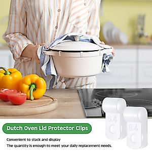 Vercraft 12 Pcs Dutch Oven Lid Protector Clips Replacement Plastic Clips for Stacking and Storage Plastic Bumpers for Display and Storage and Stacking of Dutch