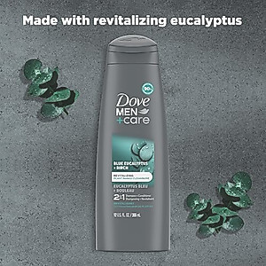 Dove Men+Care 2 in 1 Shampoo & Conditioner Eucalyptus & Birch For Healthy-Looking Hair Naturally Derived Plant Based Cleansers 12 oz