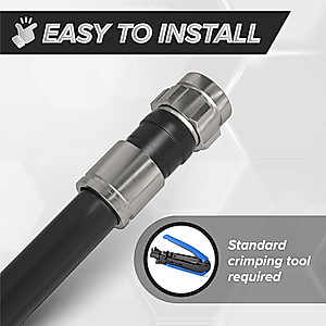 THE CIMPLE CO Coaxial Cable Compression Fitting - 10 Pack Connector - for RG6 Coax Cable - with Weather Seal O Ring and Water Tight Grip