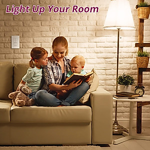 Emitever Dimmer Light Switch,Single-Pole or 3-Way Led Dimmer Switch,Wall Switches for Dimmable LED,CFL,Incandescent,Halogen Light Bulbs,Wall Plate Included,ETL Certified,1 Pack,Matte White