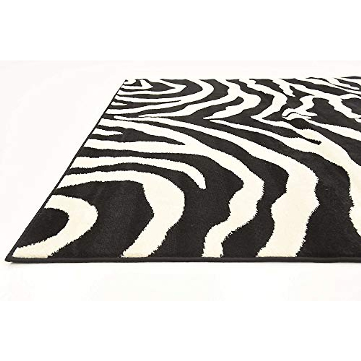 Unique Loom Wildlife Collection Animal Inspired with Zebra Design Area Rug, 6 x 9 ft, Black/Ivory