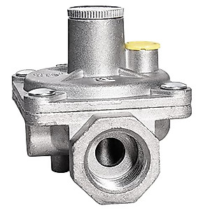 1/2'' NPT Gas Regulator, LPG Natural Gas Pressure Regulator Inlet Pressure: 1/2" PSI (3.5KPa) Outlet Pressure: LPG 10" W. C & NG 5" W. C for Gas Pressure Regulator with Gas Line Thread Tape