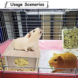 PINVNBY Guinea Pig Hideout Chinchilla Wooden House Hut with Windows Natural Handcrafted Detachable Small Animal Hideout Hut for Hedgehog Rat Hamster Gerbil