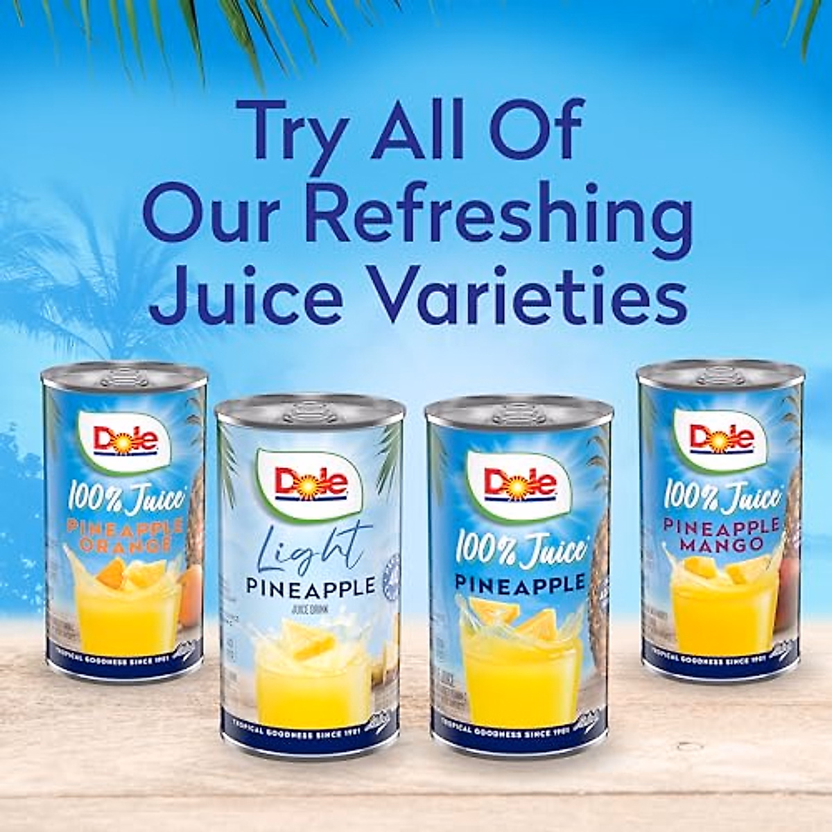Dole 100% Pineapple Juice, No Added Sugar, Excellent Source of Vitamin C, 100% Fruit Juice, 6 Fl Oz (Pack of 6), 48 Total Cans, Packaging May Vary