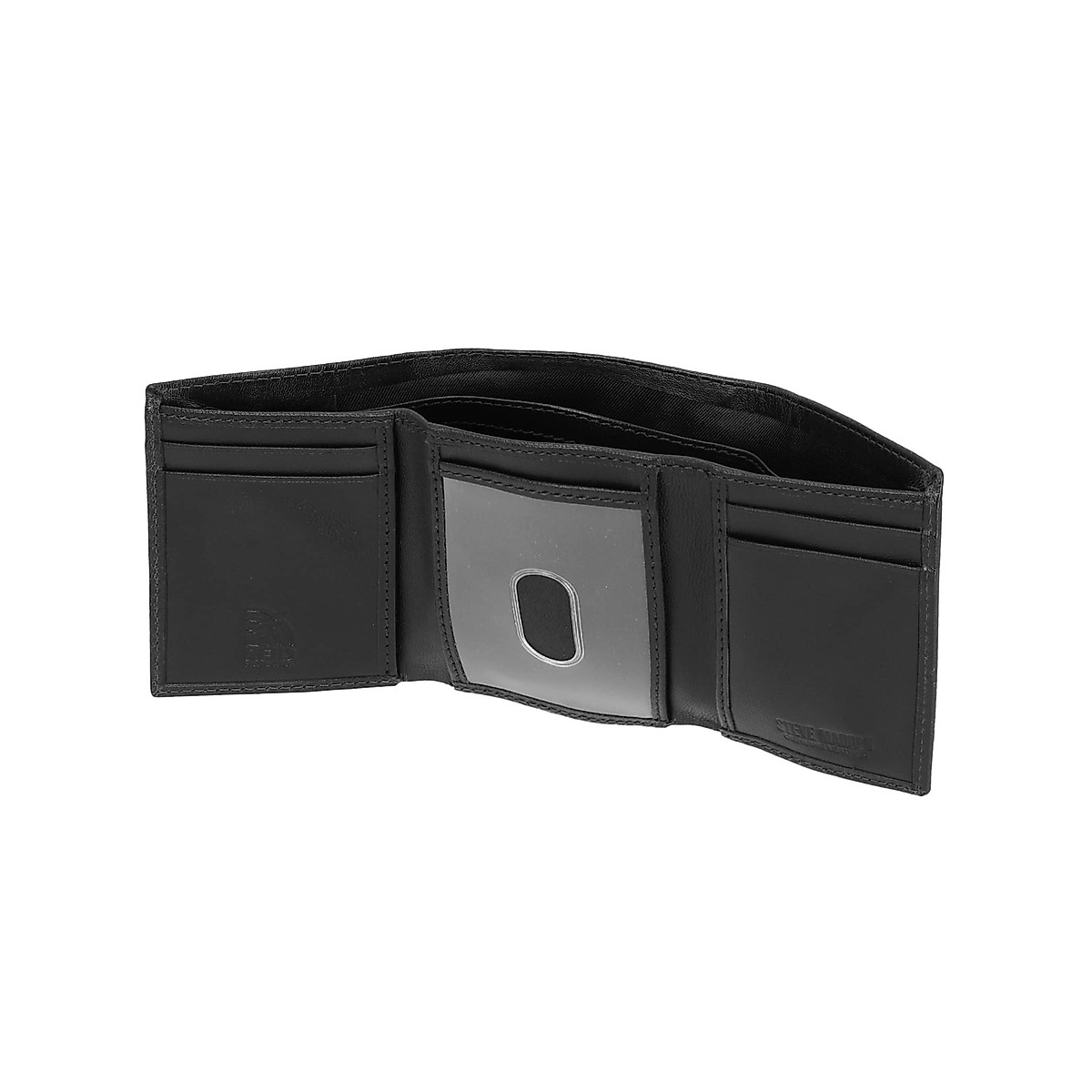 Steve Madden mens Rfid Trifold Wallet With Id Window, Black, One Size