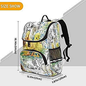 JULYTO Kids Backpack for Boys Girls with Reflective Stripes16 inch Little Fluffy Duck Backpack for School Cute Watercolor Easter School Bag Elementary Student Bookbag Daypack for Travel Hiking