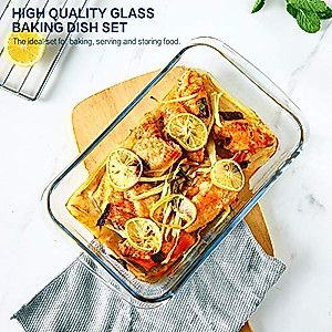 MCIRCO 8 Pcs Glass Baking Dish Set with Lids, 30 Pcs Glass Food Storage Containers with Lids, Fridge, Microwave, Oven, Dishwasher Friendly, For Cooking, Baking