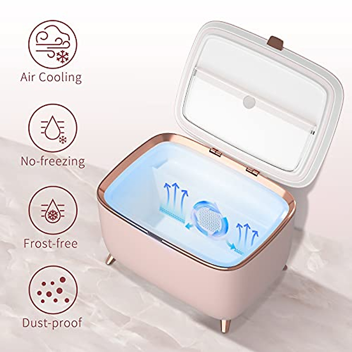 LVARA Smart Mini Skincare Fridge, 9 Liter Portable for Beauty, Makeup, Cosmetic Refrigerator with ‘Smart Life’ App for Bedroom Desktop, Gift for women, Pink