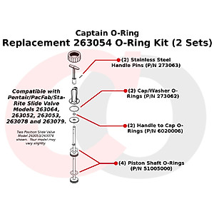 Captain O-Ring - Replacement 263054 O-Ring Kit for Pentair/PacFab/Sta-Rite Slide Valve 263064, 263052, 263053, 263078, 263079 (2 Sets)