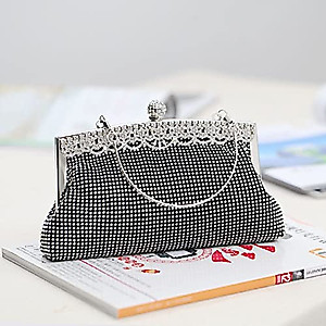 Rhinestone Clutch Bag Hobo Bag Women Shiny Purse Evening Handbag Underarm Shoulder Bags for Dinner Party Wedding(Black)