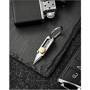 SZHOWORLD Ultra Small Titanium Utility Knife, EDC Tiny Knife Box/Package Opener with Stainless Steel Blade,Ultra Lightweight and Quality