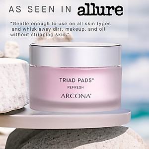 ARCONA Triad Pads - Cold Processed Cranberry and Rice Toner, Brightening Toner Pads for Face, 45 Facial Toner Pads. Made in The USA.
