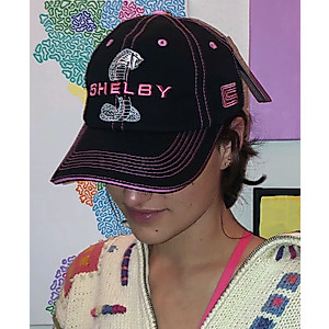 Womens Shelby Super Snake Black with Pink Cap Hat | Officially Licensed Shelby® Product | Adjustable, One-Size Fits All