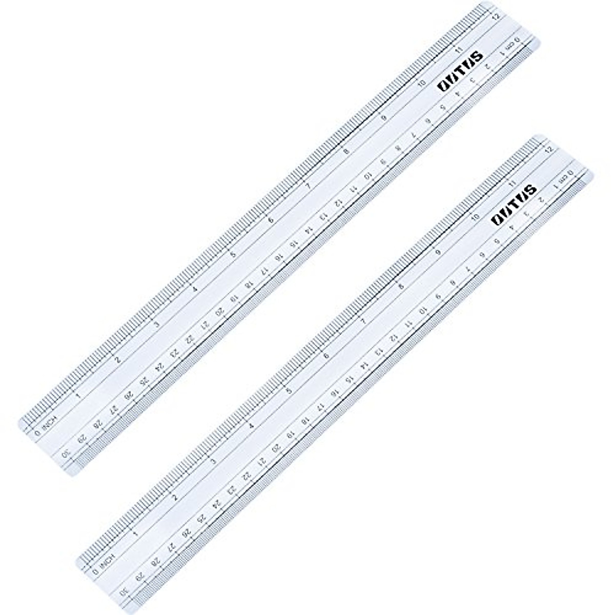 2 Pack Plastic Ruler Straight Ruler Measuring Tool 12 Inches (Clear, 31.4 x 3.8 x 0.3 cm)