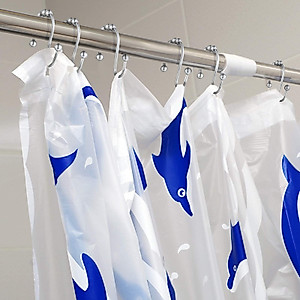 Hotop Stainless Steel Shower Curtain Hooks Rust Resistant Shower Curtain Hook Ring Bathroom S Shaped Hook Hanger for Kitchen Utensils, Shower Curtain, Clothes, Towels (12 Pieces)