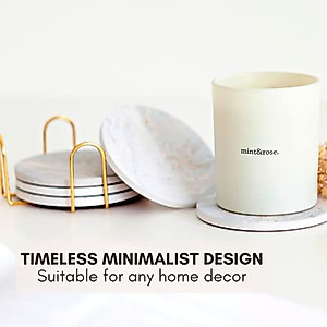 Coasters Set of 6 with Holder, Coffee Table Decor, Coasters for Drinks, Coasters Coffee Table, Coaster Set, Marble Coasters, Drink Coasters, Stone Coasters for Drinks Absorbent…