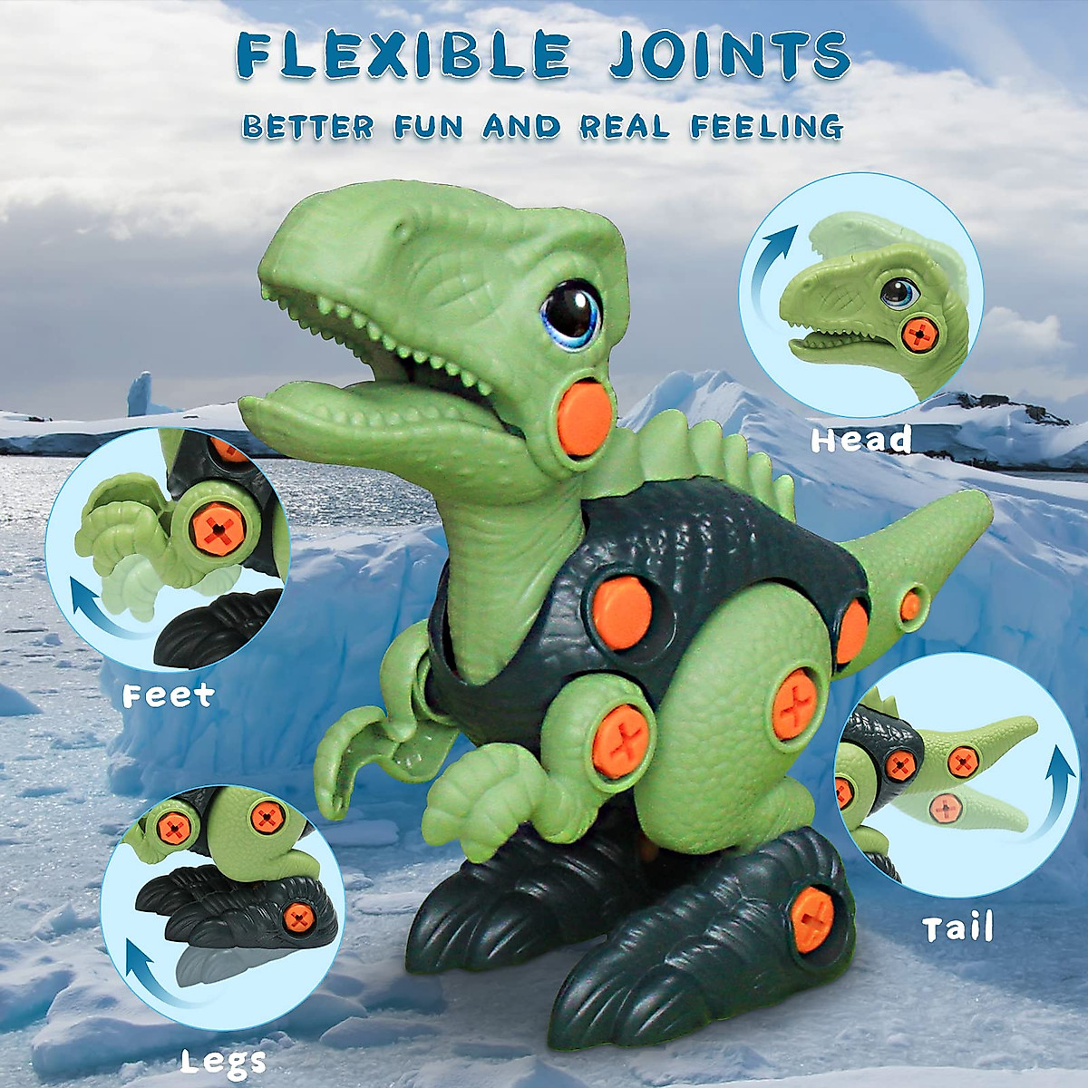 Building Toys - Take Apart Dinosaur Toys for Kids 3-7 - Real Dinosaur Life Scene - Construction Engineering Toys with Building Blocks and Storage Box - Learning & Education Toys for Boys and Girls