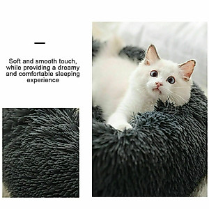 Geizire Cat Bed Dog Bed for Cats, Small Dogs, Washable Donut Calming Round,Soft Fluffy Warm and Cozy Anti Anxiety Cuddler, Joint-Relief Pet Bed (Medium, Green)