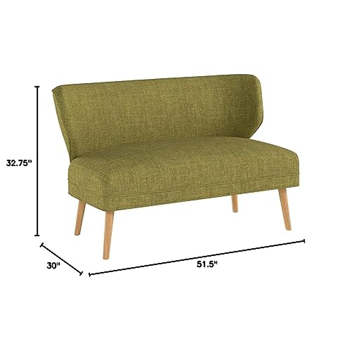 Christopher Knight Home GDFStudio Dumont Mid-Century Modern Fabric Settee, Green and Natural