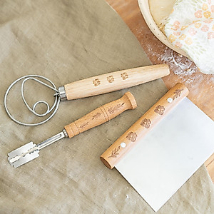 Joyallia Banneton Bread Proofing Basket Set of 2 Round 9 Inch with Bread Lame | Dough Scraper | Dough Whisk | Bowls Cover | Sourdough Kit | Bread Making Tools Gift for Mother, Wife and Bakers