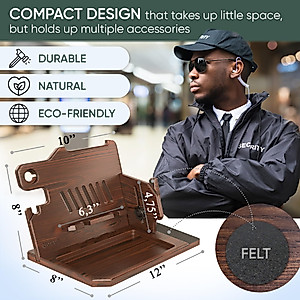 BarvA Adaptive Wood Gun Rack 2 Phone Docking Charging Station Gifts for Men Dad Birthday Ideas Nightstand Organizer Charging Dock Watch Charging Stand Wallet Key Gadget Device Bedroom Bedside Holder