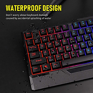 Gaming Keyboard and Mouse,CHONCHOW Full Size Computer Keyboard RGB Backlit USB Wired Keyboards&Gaming Mouse 3200DPI&Mousepad 3in1 for PC Laptop Desktop PS4 Xbox