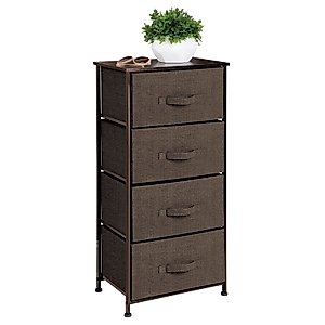 mDesign Tall Dresser Storage Tower Stand with 4 Removable Fabric Drawers - Steel Frame, Wood Top Organizer for Bedroom, Entryway, Closet - Lido Collection - Espresso Brown