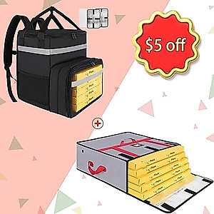 Pizza Delivery Bag & black Food Delivery Backpack, Bundle Expandable Insulated Hot Pizza Bags for Delivery Bike,Large Pizza Carrier Insulated Hot Food Bags for Delivery,Thermal Food Delivery Bag