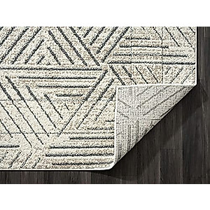 Abani Contemporary Cream & Grey Geometric Area Rug - 7'9" x 10'2" (8x10) Non-Shed Rugs Modern Triangle Pattern Living Room Carpet