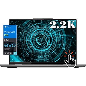 Lenovo Yoga 7i 2-in-1 14" 2.2K 16:10 300Nits Multitouch Slim Laptop - Intel Evo 10-Core i5-1335U - 2 x Thunderbolt 4 - Fingerprint Reader - Storm Grey Win11 Pro W/Cloth (8GB RAM | 512GB SSD)