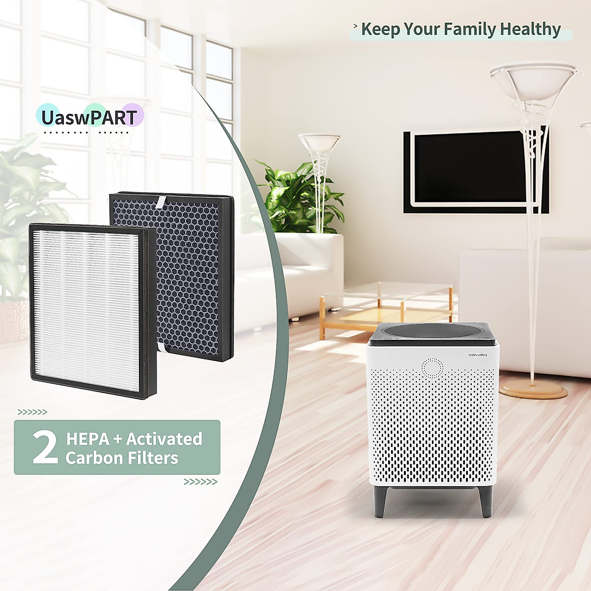 300 300S Replacement Filter Compatible with 300/300s Air Pu-rifier Filter Replacement (for 1256 sq.ft), Compare to 3111635, 2-Pack White H13 True HEPA & Activated Carbon