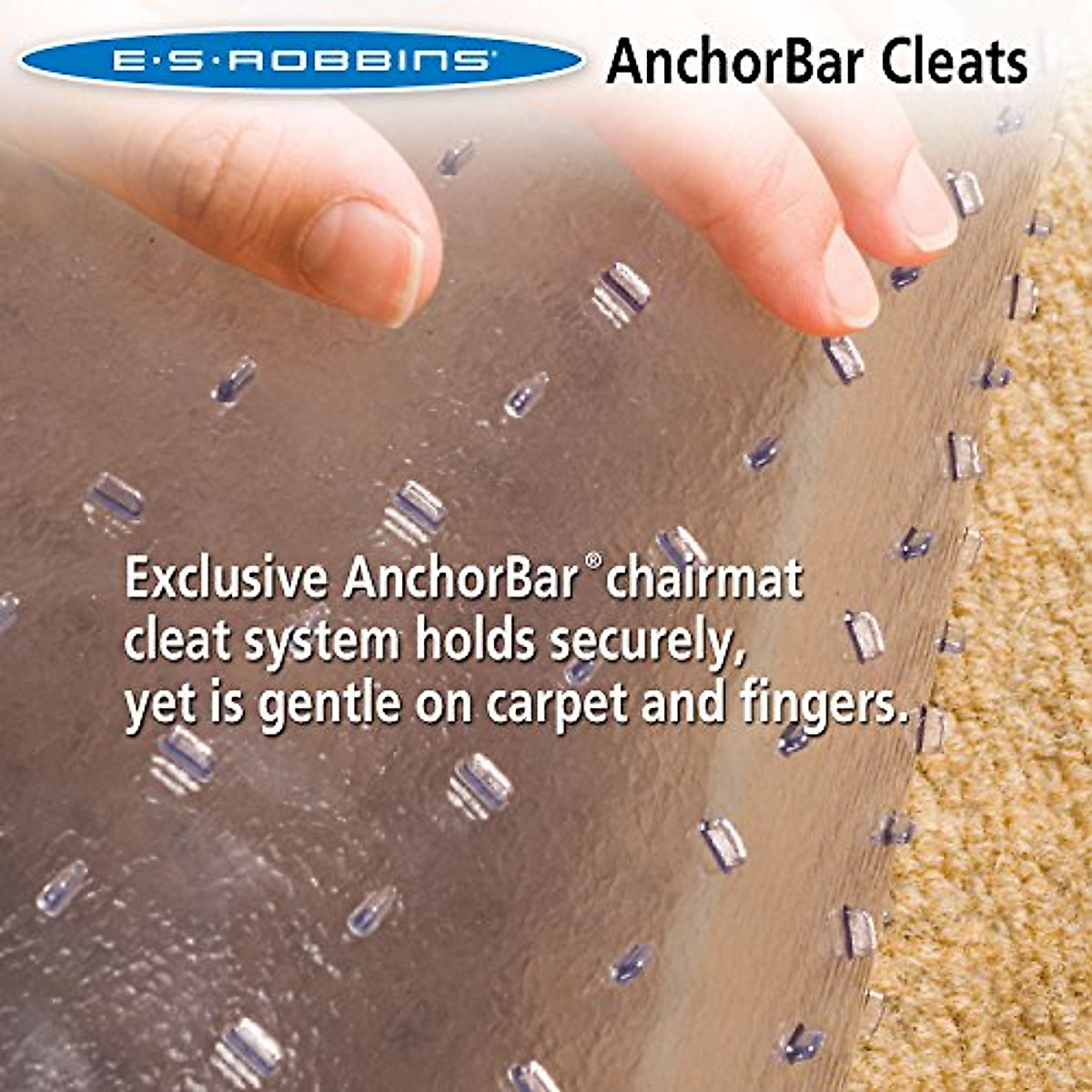 ES Robbins EverLife Anchor Bar Lipped Vinyl Chair Mat for High Pile Carpet, 45 by 53-Inch, Clear