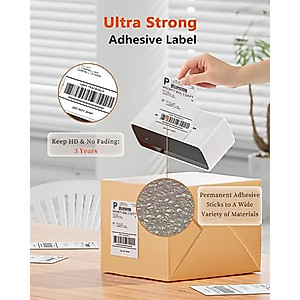 Phomemo 4x6 Thermal Direct Shipping Label, 4''x 6'' Fan-Fold Labels, Compatible with Rollo, MUNBYN, Zebra, Fargo Label Printer, 1 Pack of 500 Labels