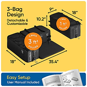 Rhino RoadMate Multi-Piece ATV Bag | Padded Reinforced ATV Storage Boxes | ATV Accessories Fitting Any ATV | ATV Storage and ATV Rear Seat | 3 ATV Bags 18x9x10.2 inches Each | Four Wheeler Accessories