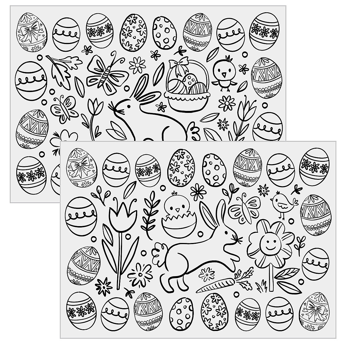 Iconikal Color-Your-Own 2-Sided Reversible Disposable Paper Place Mats, 14 x 10-inches, Easter, 22-Count