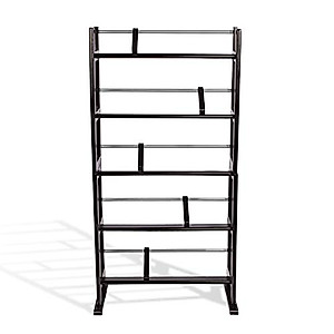 Atlantic Element Media Storage Rack - Holds Up to 230 CDs or 150 DVDs, Contemporary Wood & Metal Design with Wide Feet for Greater Stability, PN35535601 In Espresso
