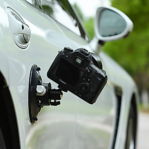 ZUOS 4.5" Car Camera Mounting Kit Pump Vacuum Suction Cup Mount, Professional Camcorder Vehicle Holder w/ 360° Panorama Ball Head and 180°, DSLR Camera Video Stabilizer Car Sucker Cup Holder (4.5")