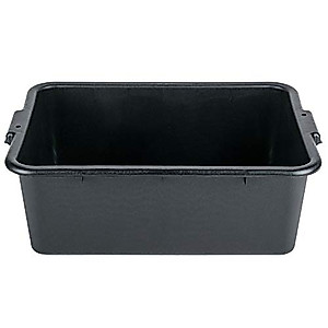 COLIBYOU 6 Pack 20" x 15" x 7" Black Polypropylene Bus Dish Plastic Restaurant Tub w/Lid of Set