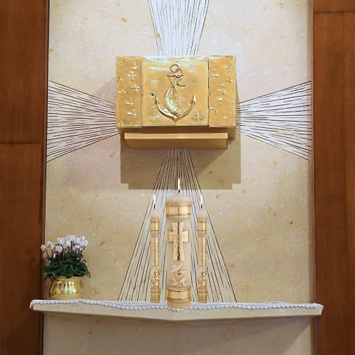 Wedding Unity Candle Set for Ceremonies, Gold Tone Commitment Candles Ornate Centerpiece for Marriage Reception and Ceremony, 3 Pieces Included