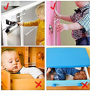 Child Safety Cabinet Locks - (10 Pack) Baby Proofing Latches to Drawer Door Fridge Oven Toilet Seat Kitchen Cupboard Appliance Trash Can with 3M Adhesive - Adjustable Strap No Drill No Tool