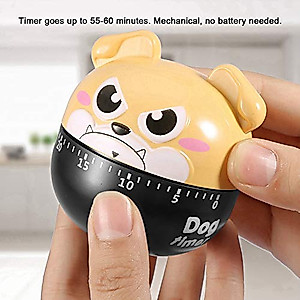 60 Minutes Kitchen Timer, Cute Dog Shape Mechanical Timer Manual Counters, Chef Cooking Timer Countdown Timer for Kids Baking Exercise Game(Khaki)