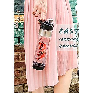 NEW AquaFrut Bottom Loading Fruit Infuser Water Bottle - BPA Free Tritan Plastic - Leak Proof - 24 OZ - Infusion Recipe eBook (Pink)