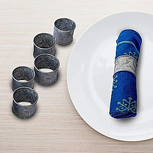 Kaizen Casa Galvanized Design Rustic Style Metal Napkin Ring for Dinning Table Parties Everyday, Set of 6