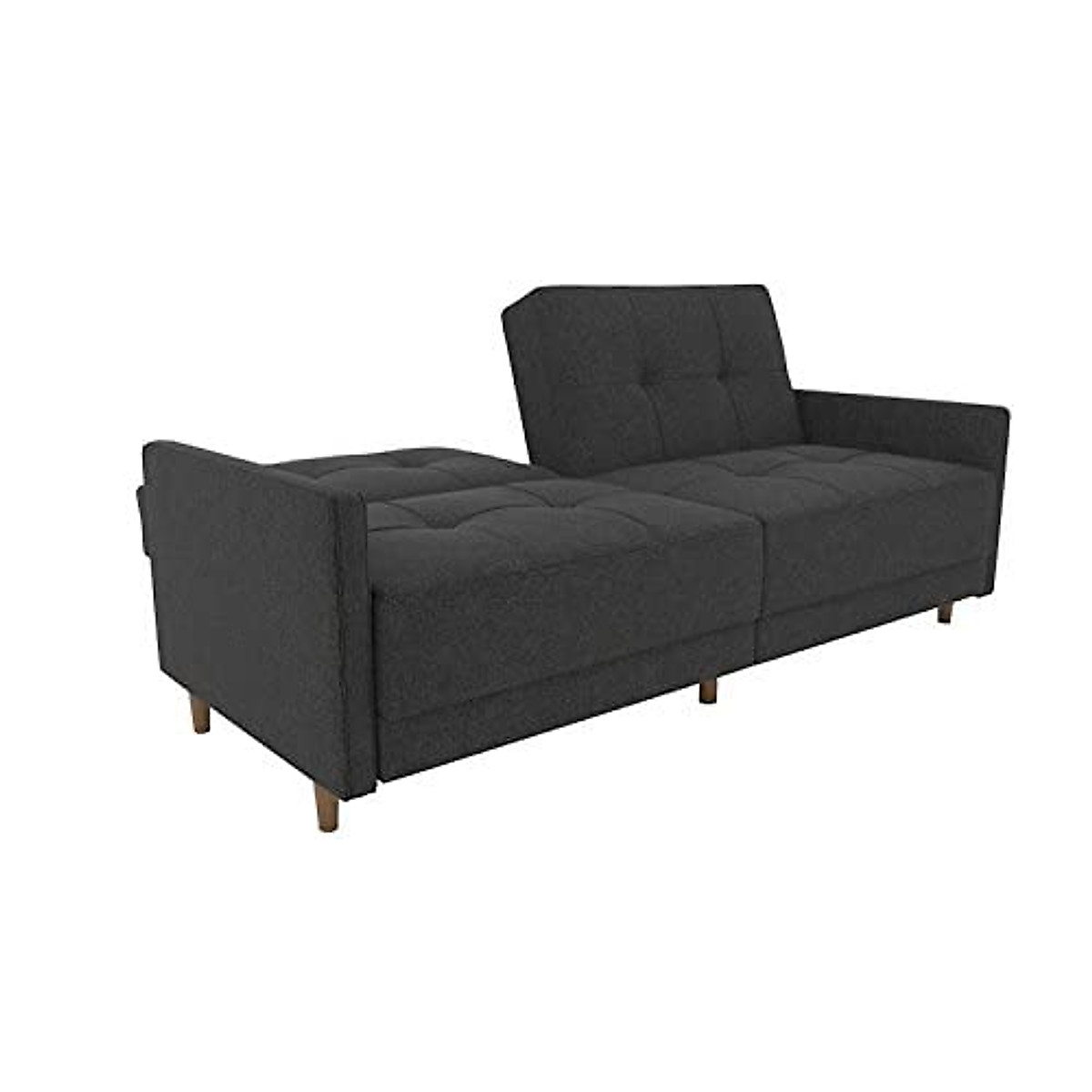 DHP Andora Coil Futon Sofa Bed Couch with Mid Century Modern Design - Grey Linen