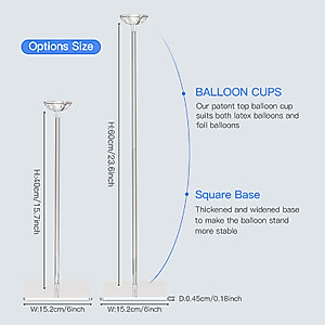 TEKXYZ 15.75 Inch Height Clear Acrylic Balloon Stand for Table Centerpiece Decoration, Set of 4