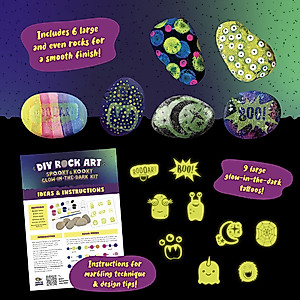 Glow In The Dark Rock Painting Kit for Kids - Arts and Crafts for Girls Boys Ages 6-12 - Art Craft Kits Paint Set - Supplies for Painting Rocks - DIY Gift Ideas, Activities Age 4 6 7 8- 12, 9-12
