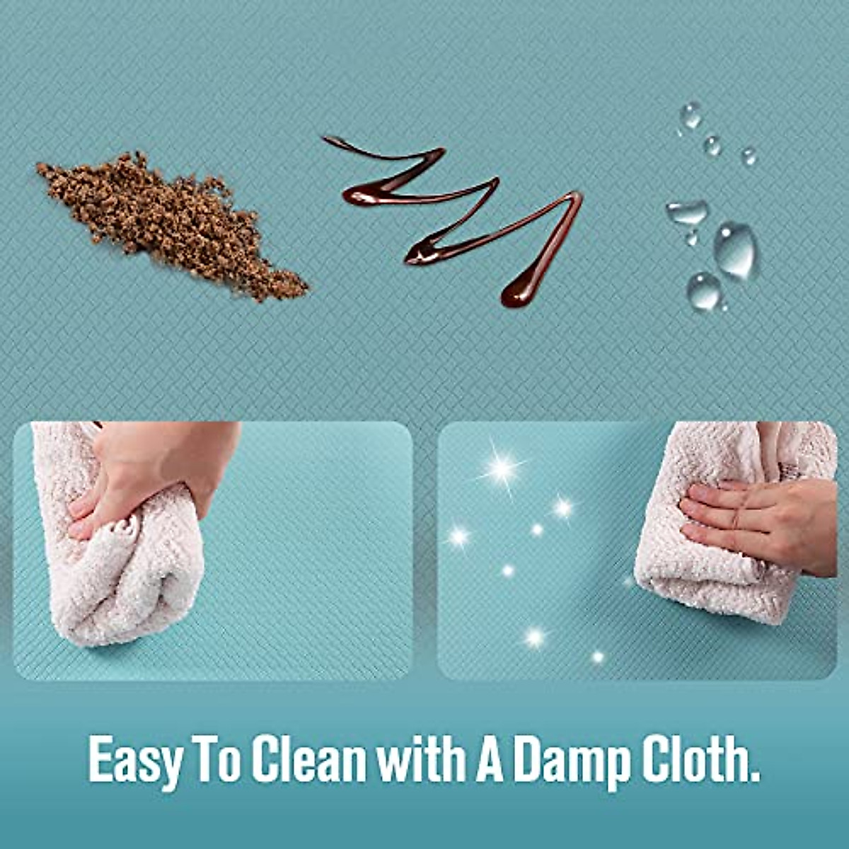 Carvapet Anti-Fatigue Floor Mat Cushioned Kitchen Comfort Mat Waterproof Non-Slip Standing Desk Mats and Rugs Heavy Duty PVC Ergonomic Foam Mat for Home Kitchen Office Laundry,Teal,17.3"x28"